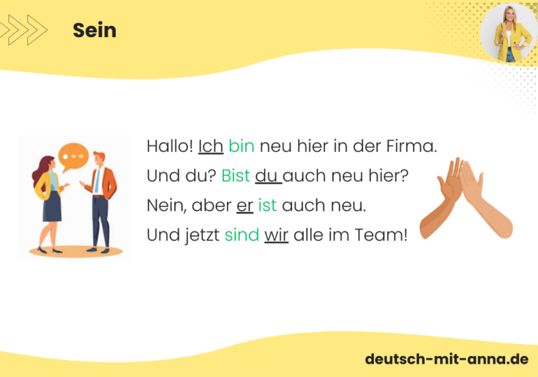 Verb "sein" (ich bin, du bist) - mit Konjugationen und Tabellen