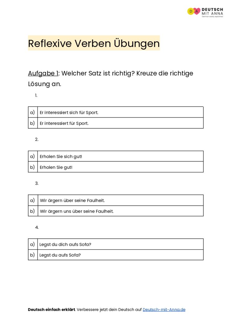 Reflexive Verben Übungen - gratis online üben! (+ PDF)