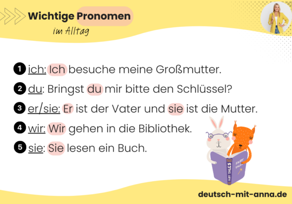 Pronomen Liste (Deutsch) - mit PDF-Datei