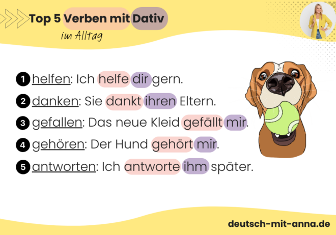 Verben mit Dativ Liste (Deutsch) - mit PDF-Datei