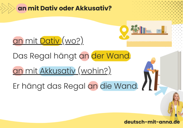 an mit Dativ oder Akkusativ? Einfach erklärt mit Beispielen