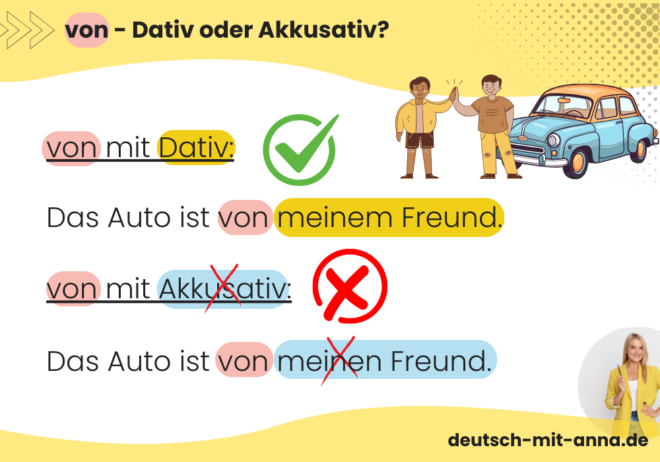 "von" mit Dativ oder Akkusativ? Einfach erklärt + viele Beispiele